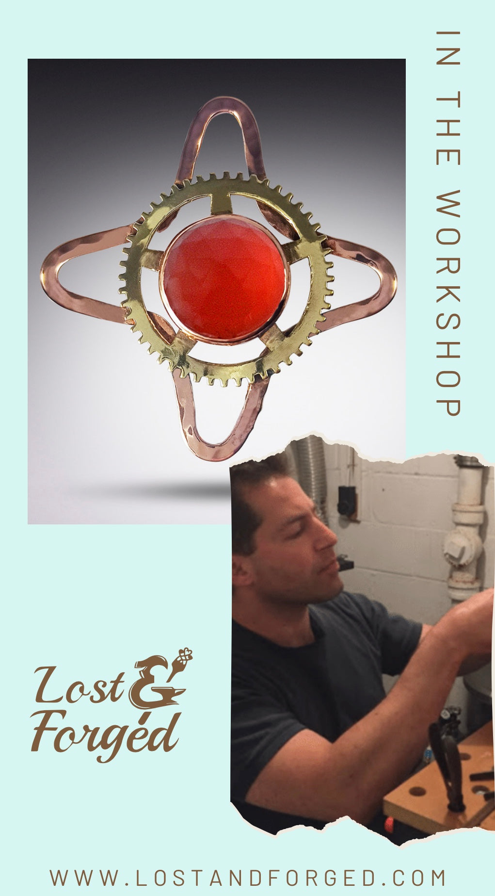 In the Workshop: Rose Gold & Salvaged Brass Gear Brooch – Lost & Forged